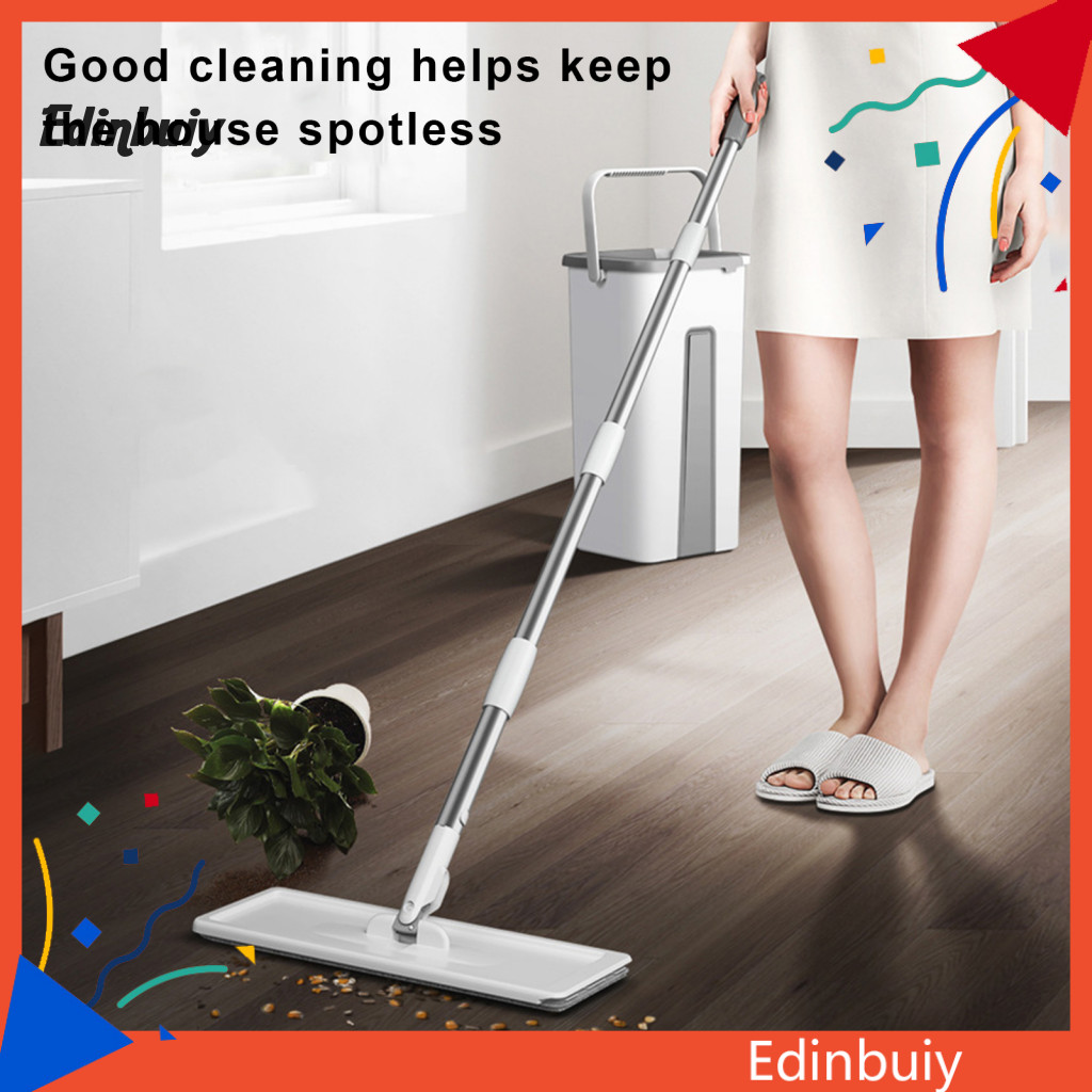 EDI Stainless Steel Handle Lazy Mop Floor Mop 360-degree Rotation Flat Squeeze Mop Bucket Set ...