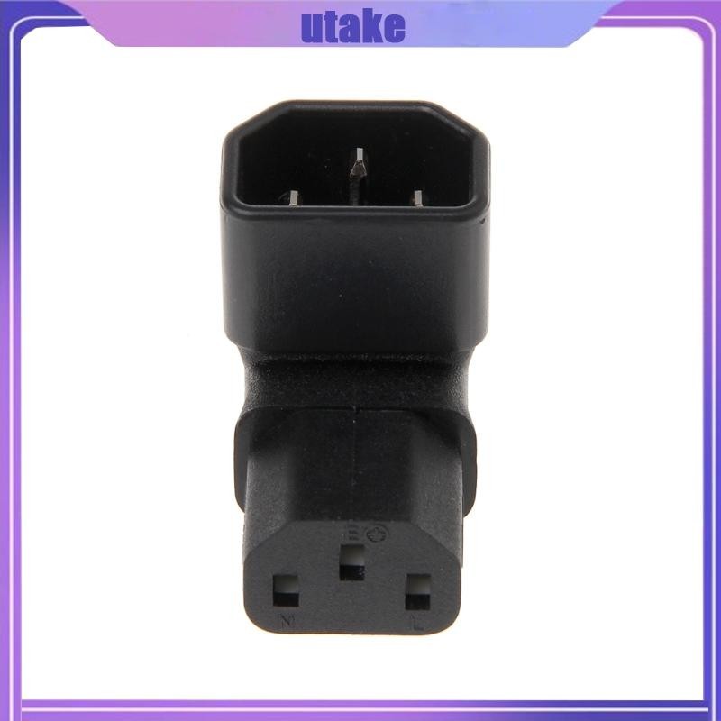 UTAKEE IEC 320 C14 Male To C13 Female 3-Pin UP Angled AC Power Plug ...