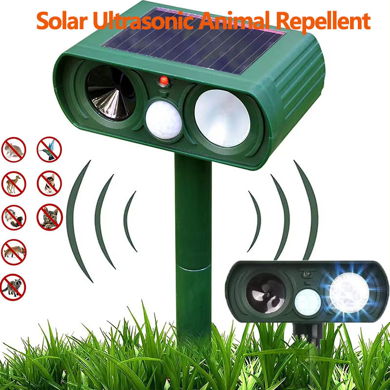 Solar Ultrasonic Animal Repellent PIR Sensor Pest Bird Repeller Outdoor ...