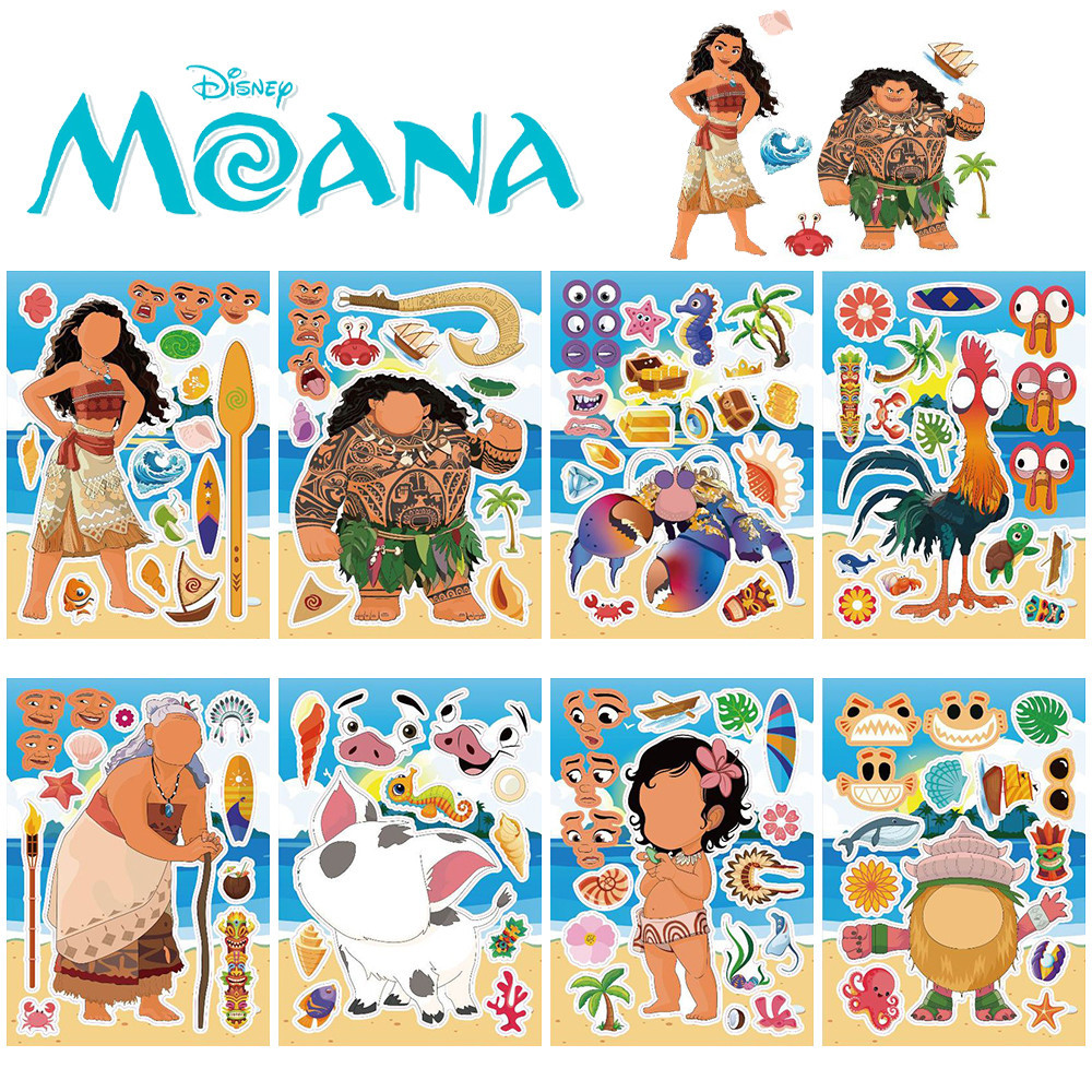 8pcs Disney Animated "Moana" Ocean Adventure Theme Cartoon Puzzle ...