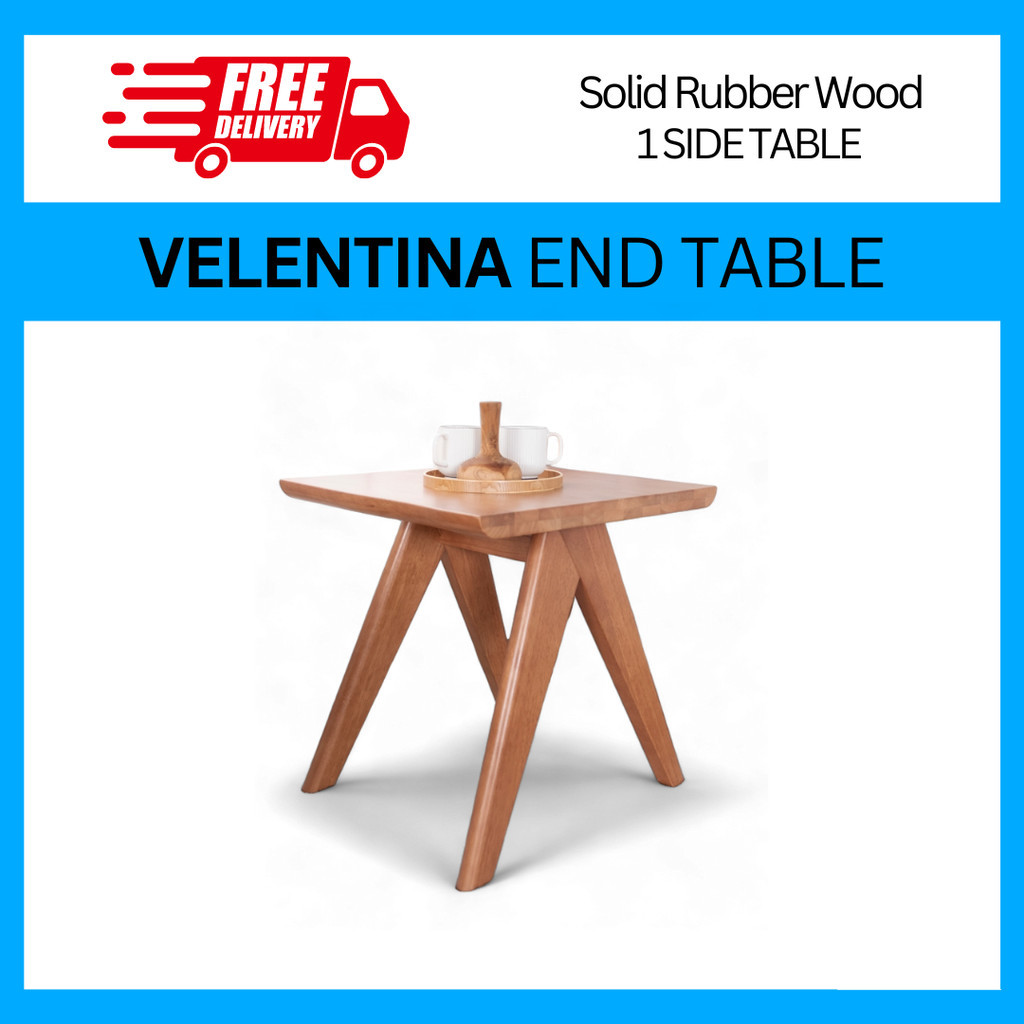 Velentina Solid Rubberwood Light Walnut End Table | Side Table | Shopee ...