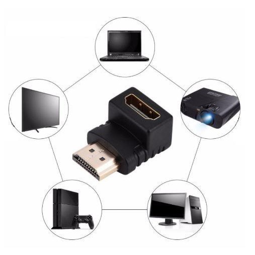 HDTV L shaped Connector Cable Male to Female Converter Adapter 90 ...