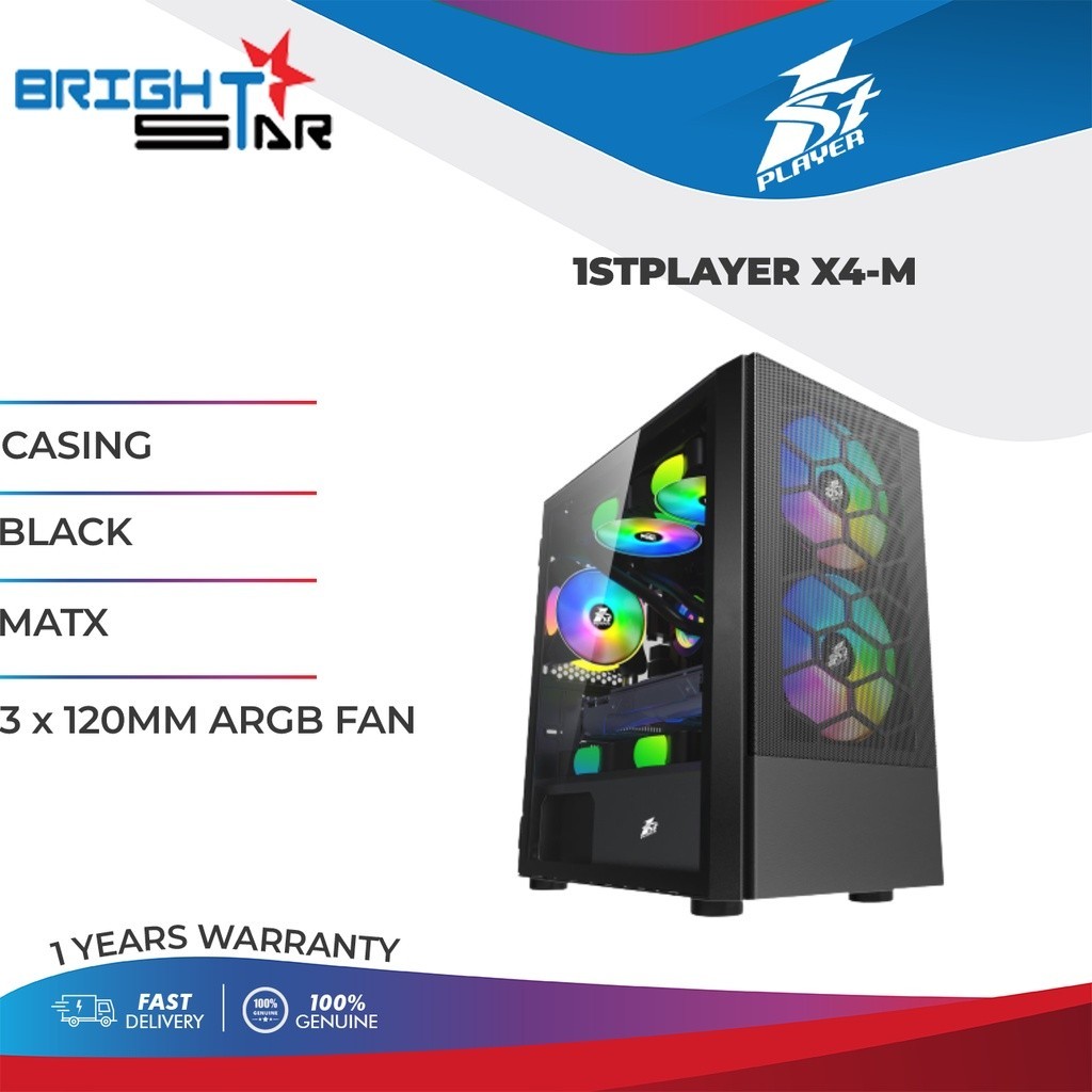 1STPLAYER X4-M MATX PC CASE (BLACK,WHITE) | Shopee Malaysia