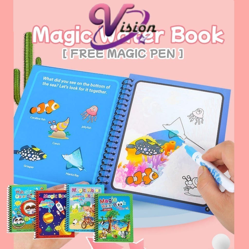 Magic Water Book Colouring With Water Pen Children Drawing Creativity ...