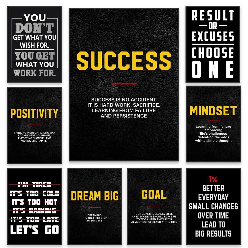 Cetakan Kanvas Kutipan Motivasi Definisi Kejayaan - Poster Hitam ...