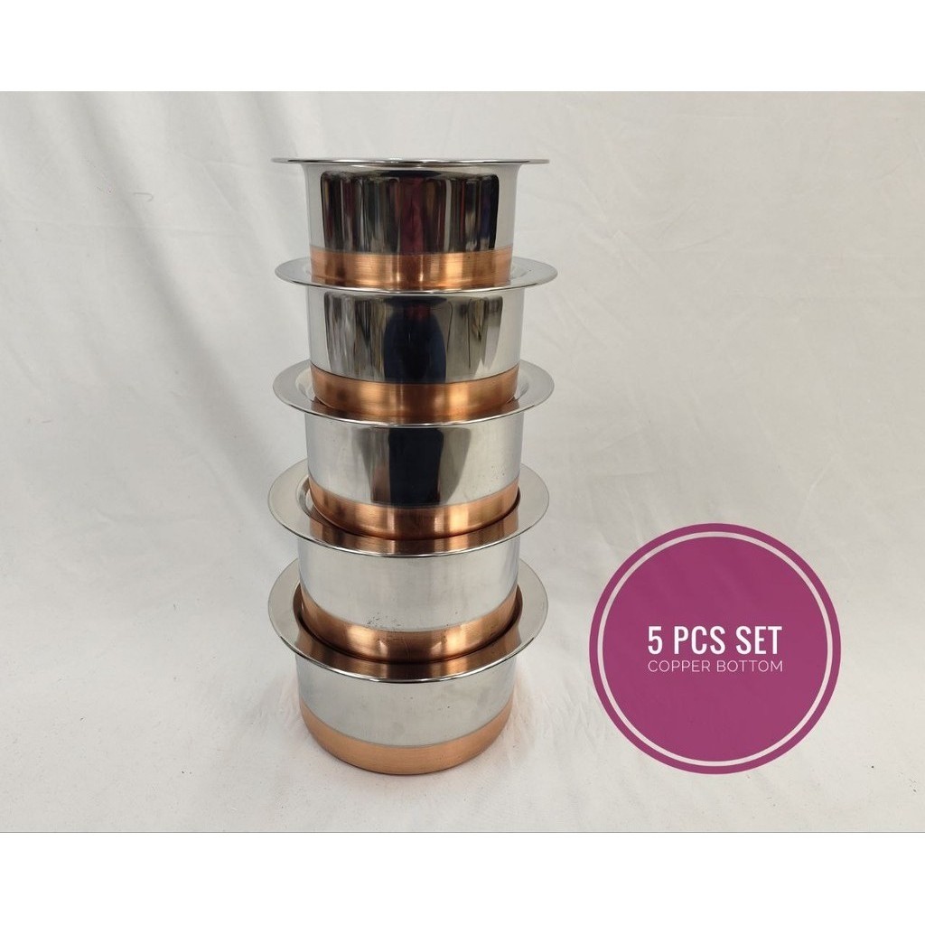 Stainless Steel Stock Pot Food/ Curry Containers Copper Bottom With Lid ...