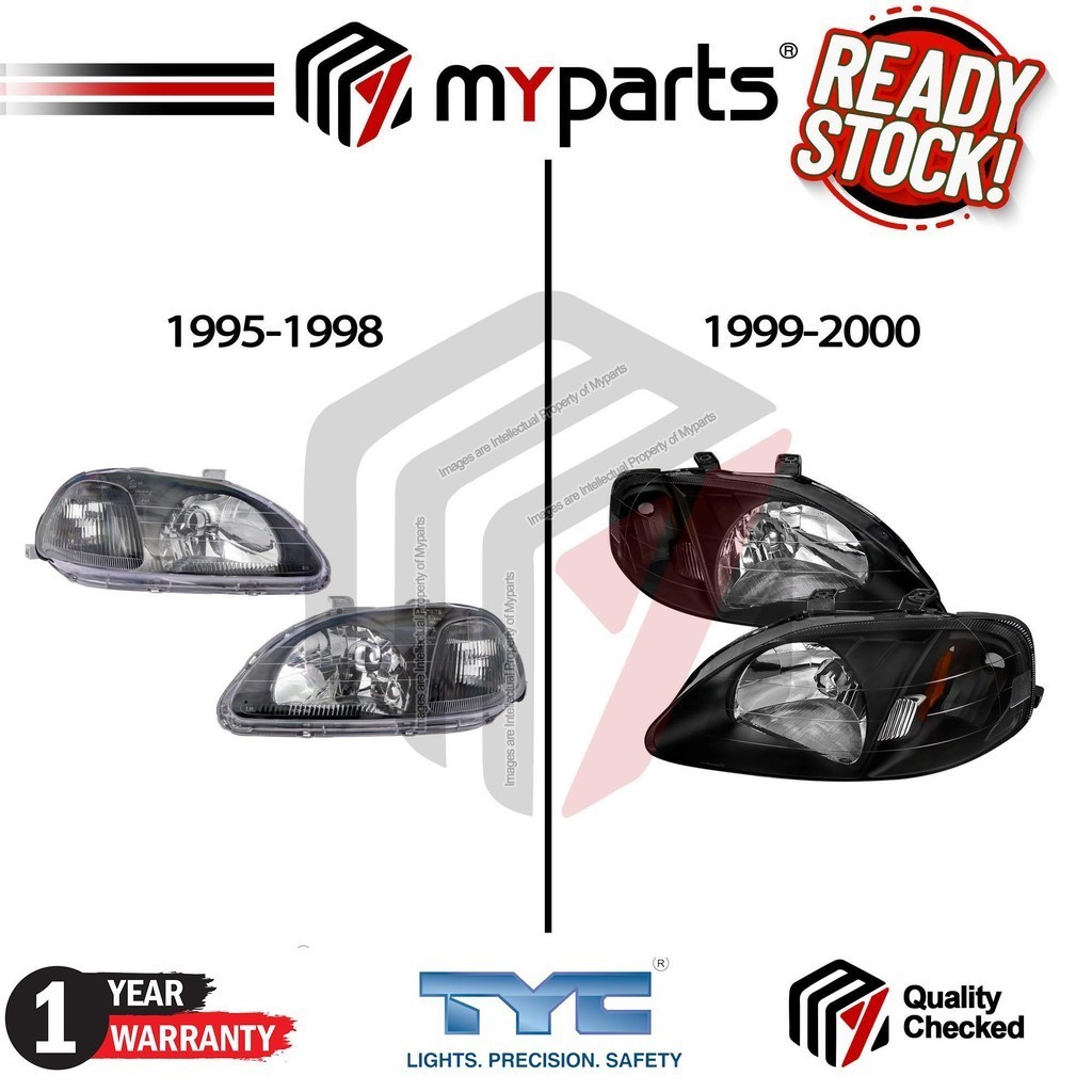 TYC Honda Civic EK S04 SO4 1995~2000 (Smoke) Head Lamp Headlight Front ...
