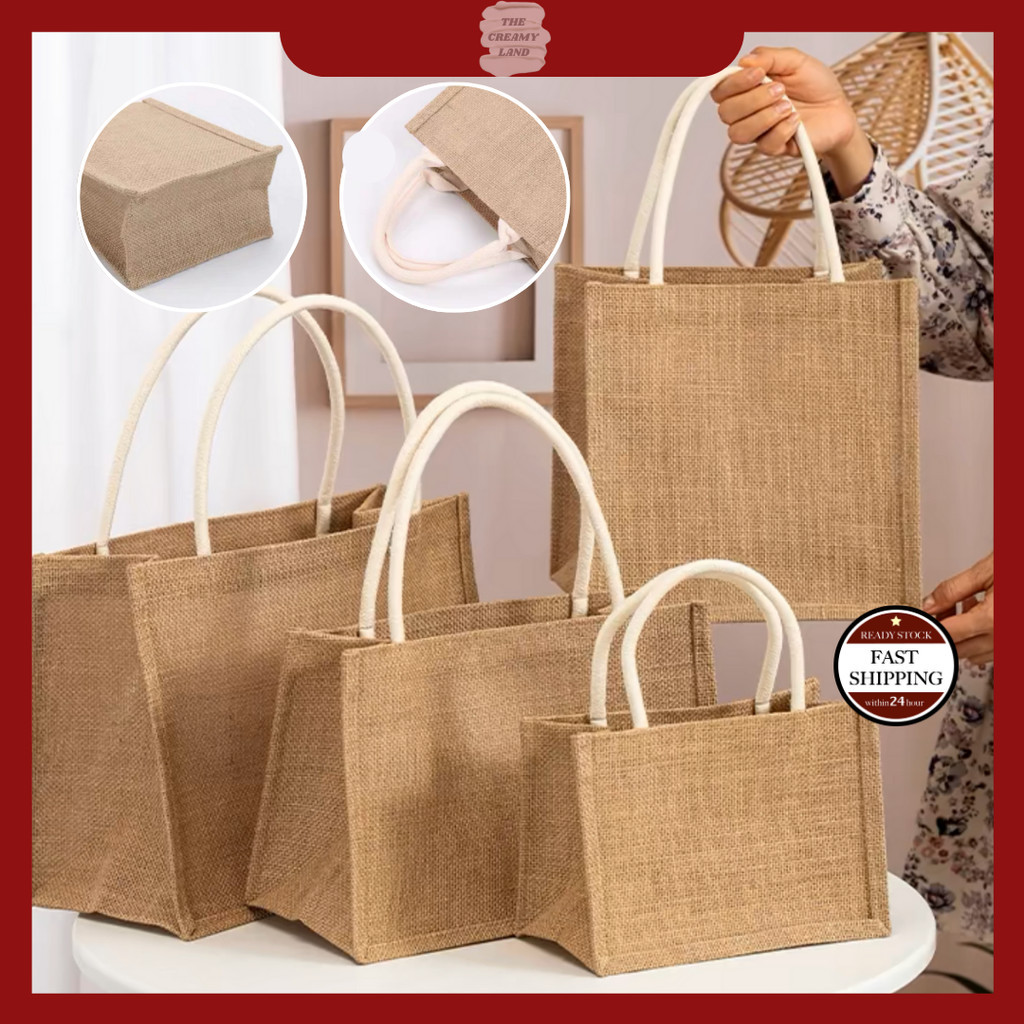 Muji Style Jute Tote Bag Canvas Recycle Bag Custom Doorgift Goodies ...