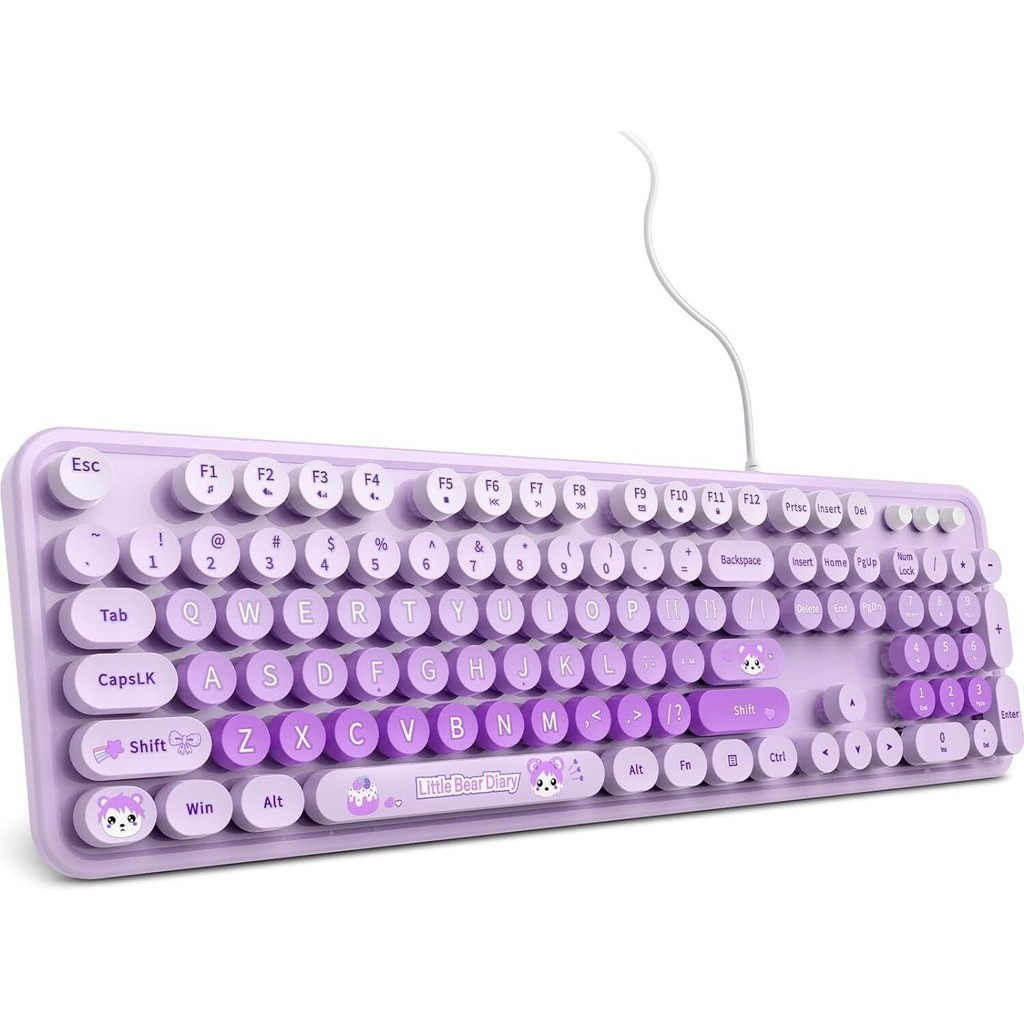 MOFII Wired Keyboard for Windows, Full-Size Typewriter-Style Cute Retro ...
