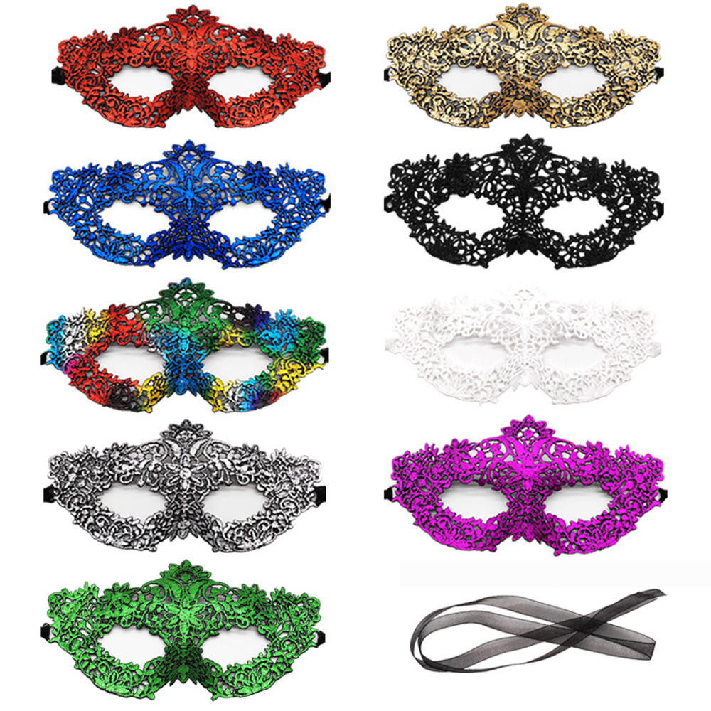 Women Hollow Lace Face Mask With Ribbon Masquerade Mask Eye Mask ...