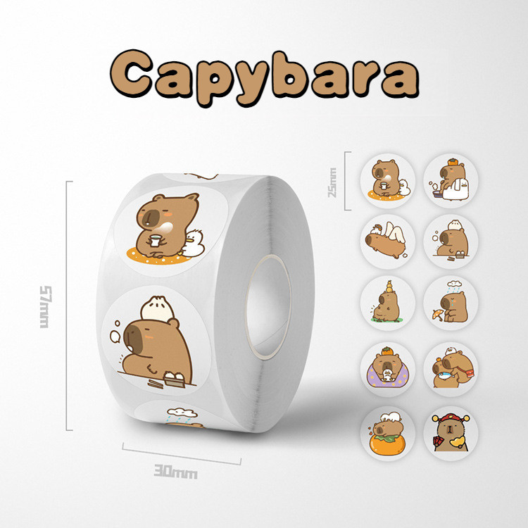 500pcs/roll Capybara Sealing Sticker Cartoon Label Stickers Stationery ...