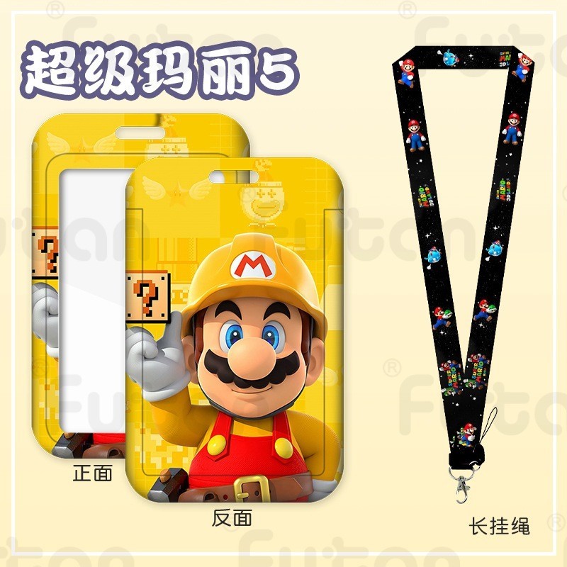 Long Lanyard Name Tag Super Mario Mario Student Card Holder Bank ID ...
