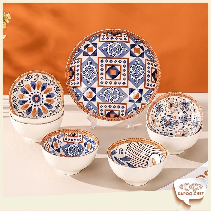 DC Set Bohemian Style Ceramik Bowl Porcelain Rice Bowl Mangkuk Seramik ...