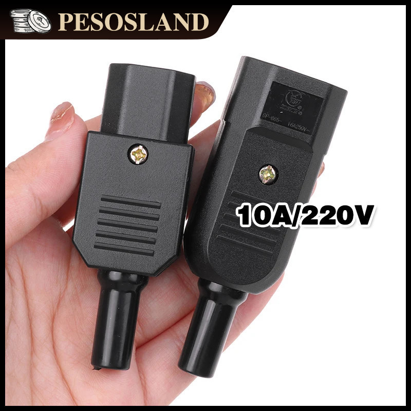 1Set 3 Pin AC Socket Industrial Plug 10A 250V Male & Female Socket Plug ...