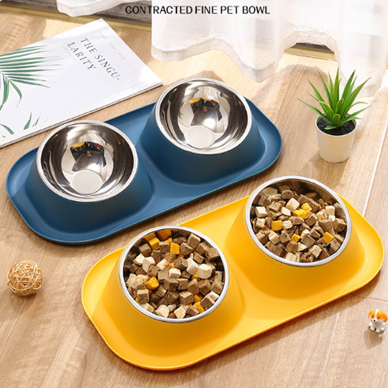 Pet Bowl Stainless Steel Cat Dog Bowl Pet Double Bowl Kitten Puppy Food ...