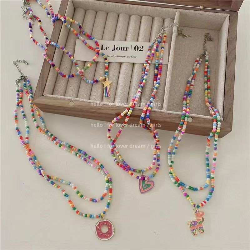 Dopamine Girl New Candy Color Beaded Double Layer Dim Wear 6.18 ...