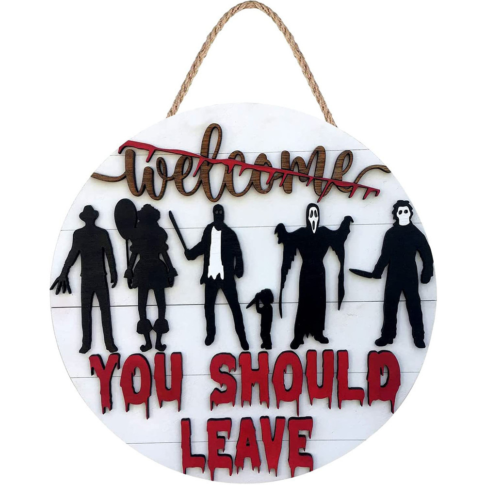 Horror Welcome Sign Halloween Decorations for Farmhouse Home Bar ...