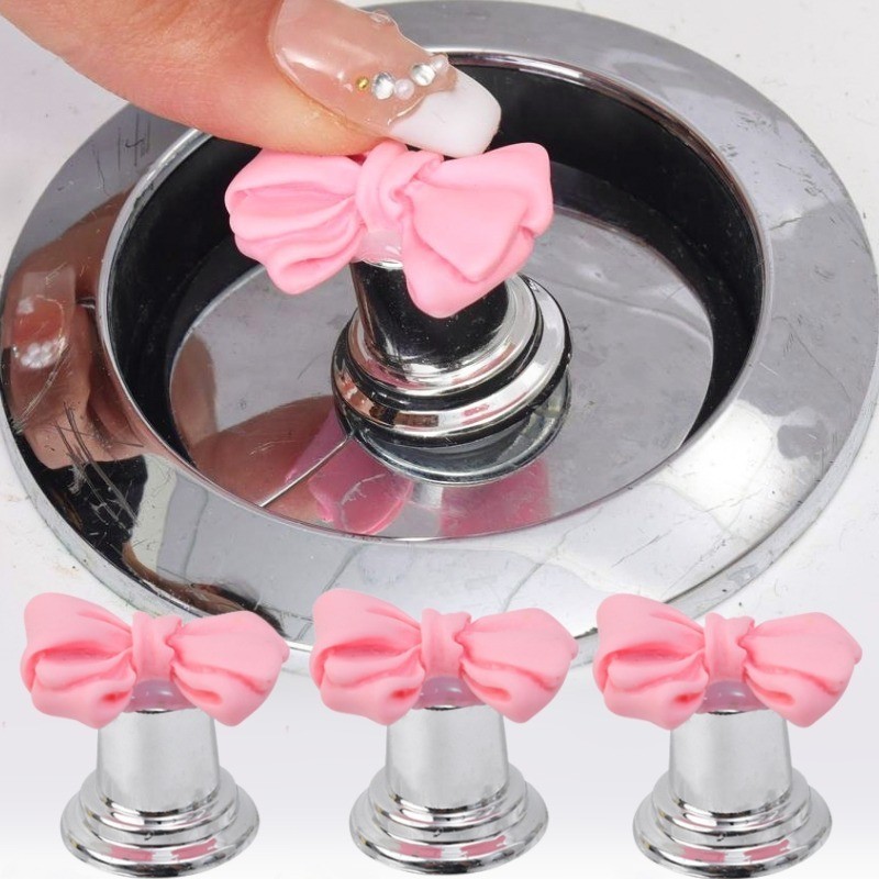 1/3Pcs Bowknot Toilet Press - Toilet Water Flush Switch - Water Tank ...