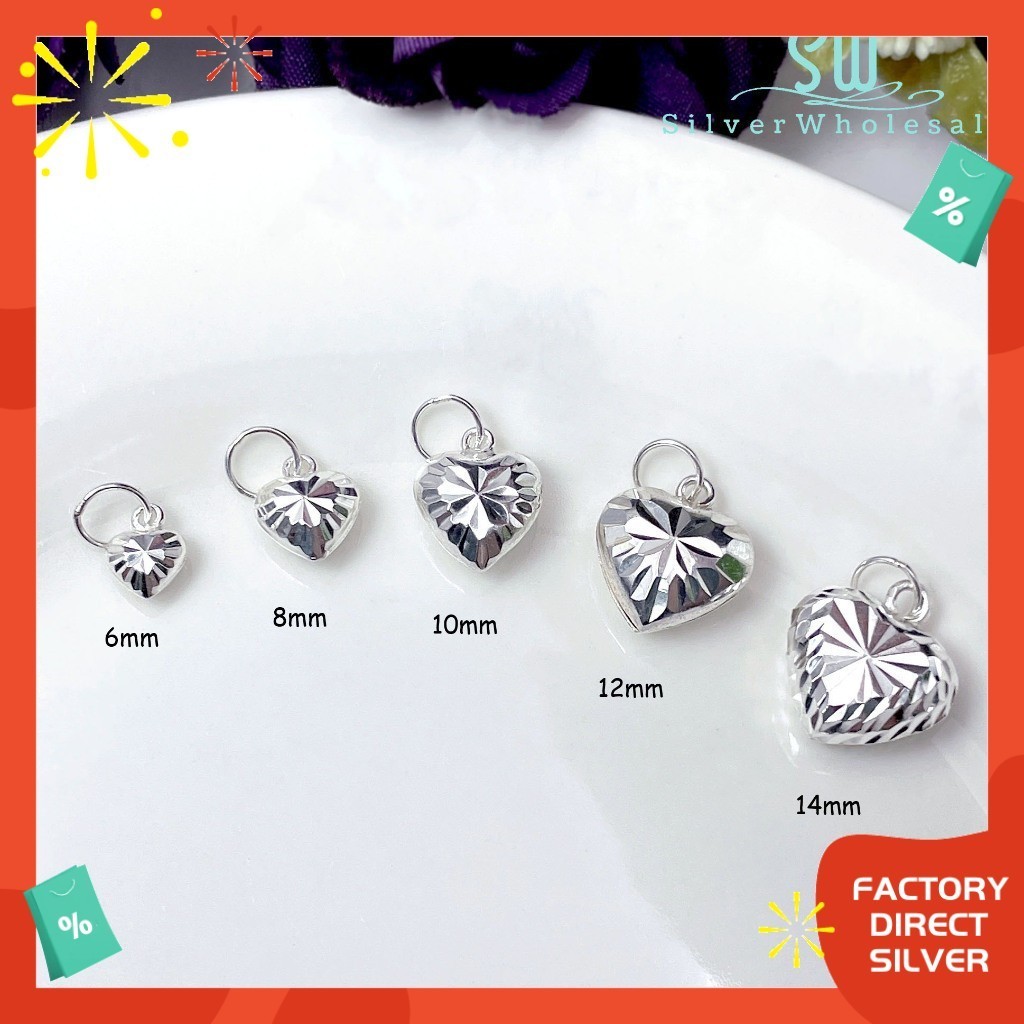 Factory Direct #PPH Sterling Silver 925 - 3D Shining Love Heart ...
