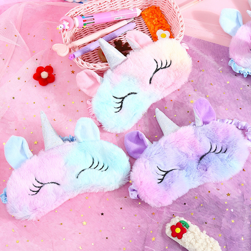 BCF Plush Unicorn Sleeping Mask Cute Kids Eye Cover Cartoon 3D Sleep ...