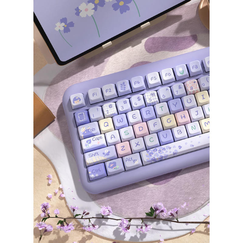 Lilac Grace PBT Dye-Sub MDA Custom Keycap Set for Mechanical Keyboard ...