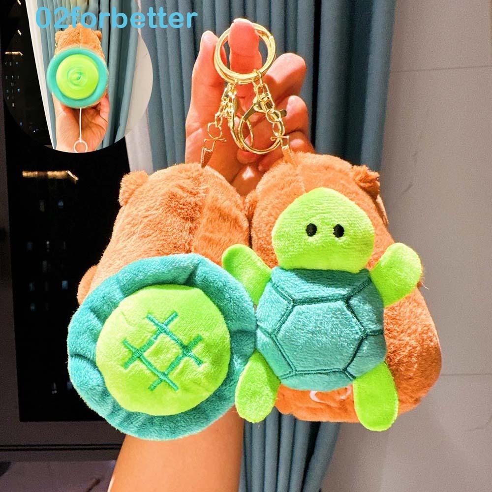 FORBETTER Capybara Key Ring, Good Luck Pulling Rope Doll Rotating ...