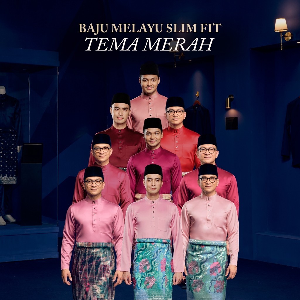 Ready Stock Tema Merah / Pink - Baju Melayu Slim Fit Bulan Bintang HQ ...