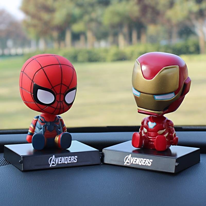 Avengers Car Ornaments Moving Head Doll Iron Man Car Interior ...