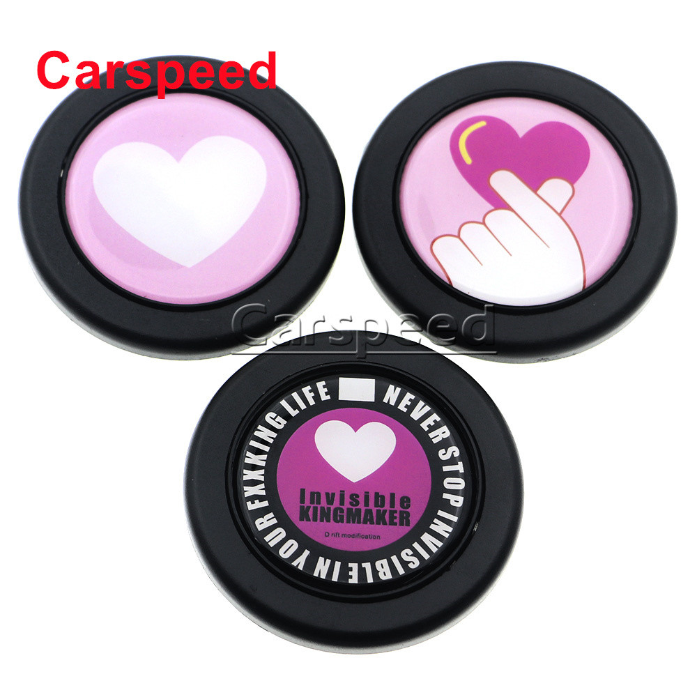 Pink Heart JDM Car Racing Sport Steering Wheel Horn Button Speaker Control For MOMO OMP Sparco ...