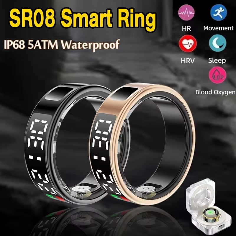 New Smart Ring SR08 LED Display Screen Heart Rate Gesture Sweep Video ...