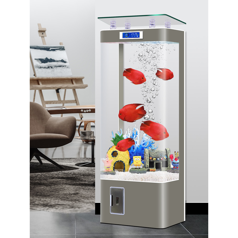 Tangki Ikan Persegi Baharu untuk Ruang Tamu, Akuarium Menegak Kecil dan ...