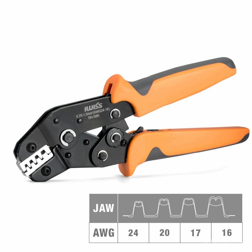 IWISS SN-58B crimping plier 0.25-1.5mm² AWG24-16 Dupont,TE,JST,Molex Terminal Ratchet Crimper ...