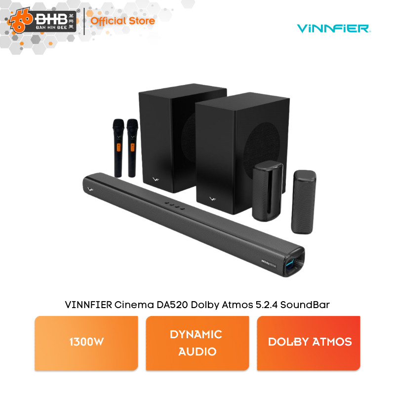 Vinnfier Hyperbar VF Cinema DA520 1300W Dolby Atmos 5.2.2 Soundbar ...