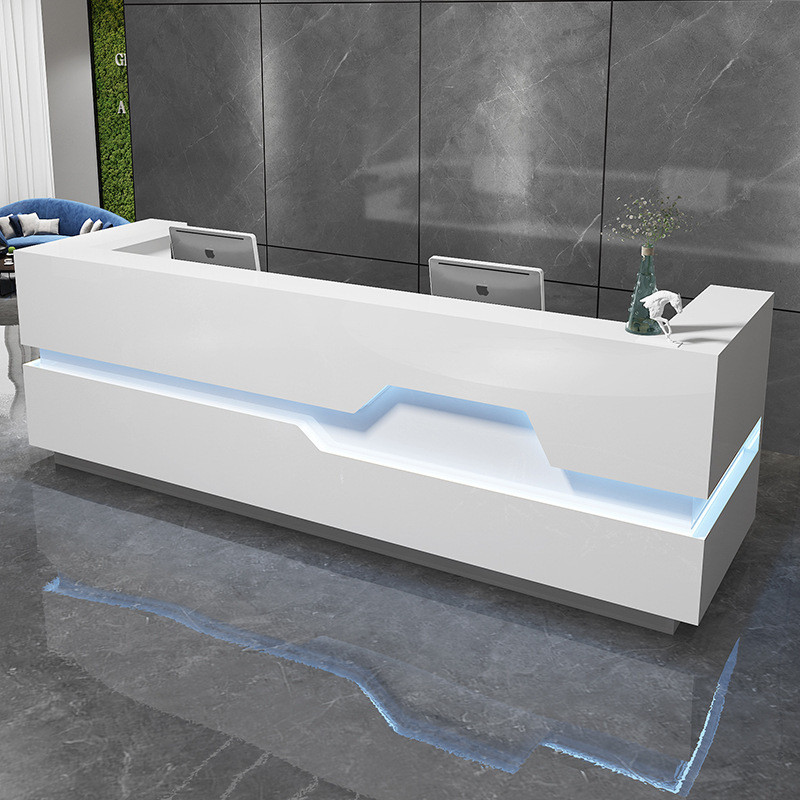 【FYS】White Paint Front Desk Reception Desk Arc Beauty Salon Cash ...