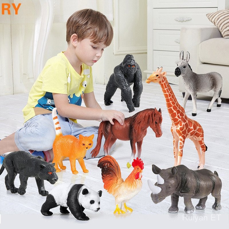 Set Mainan Model Haiwan Realistik Kanak-kanak RY Gorila Gajah Harimau ...
