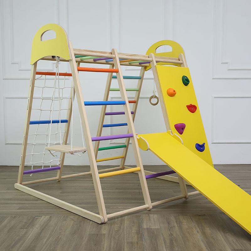 Climbing Frame Solid Wood Slide Swing Combination Children Climbing ...