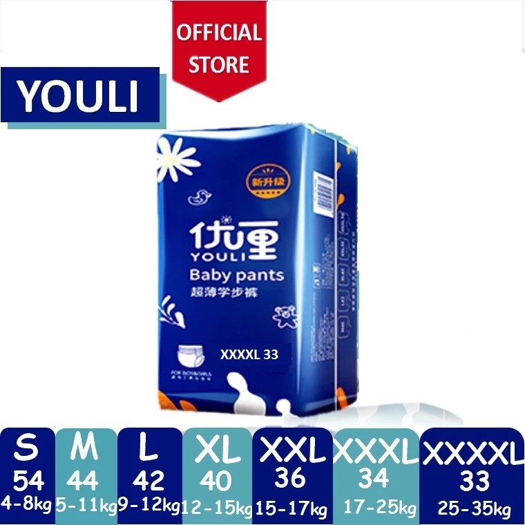 1 Pack YOULI Premium Diapers - M (44 Pcs)/L (42 Pcs)/XL (40 Pcs)/XXL ...