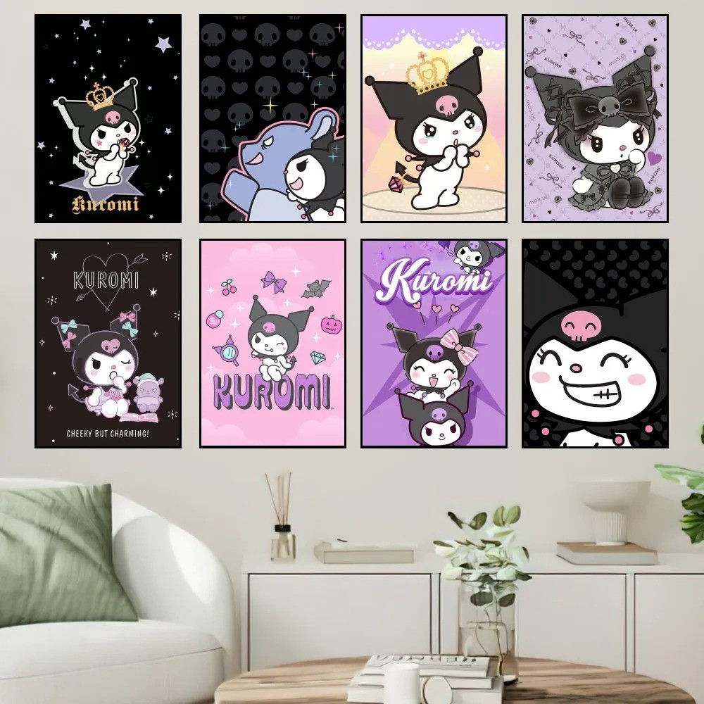 MINISO Sanrio Kuromi Cute Poster Prints Wall Painting Bedroom Living ...