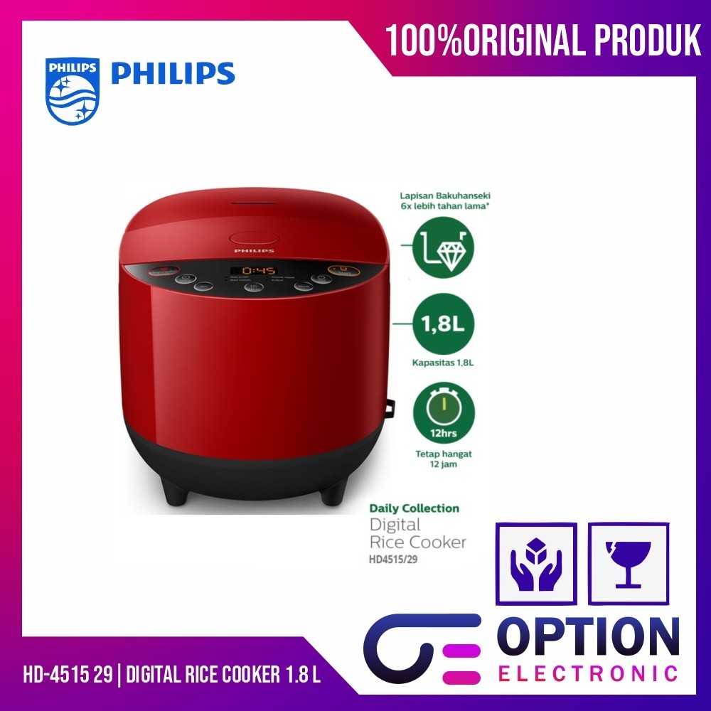 Philips HD4515/29/HD4515/HD 4515 DIGITAL RICE COOKER [1.8 L] 4 MENU 400 ...