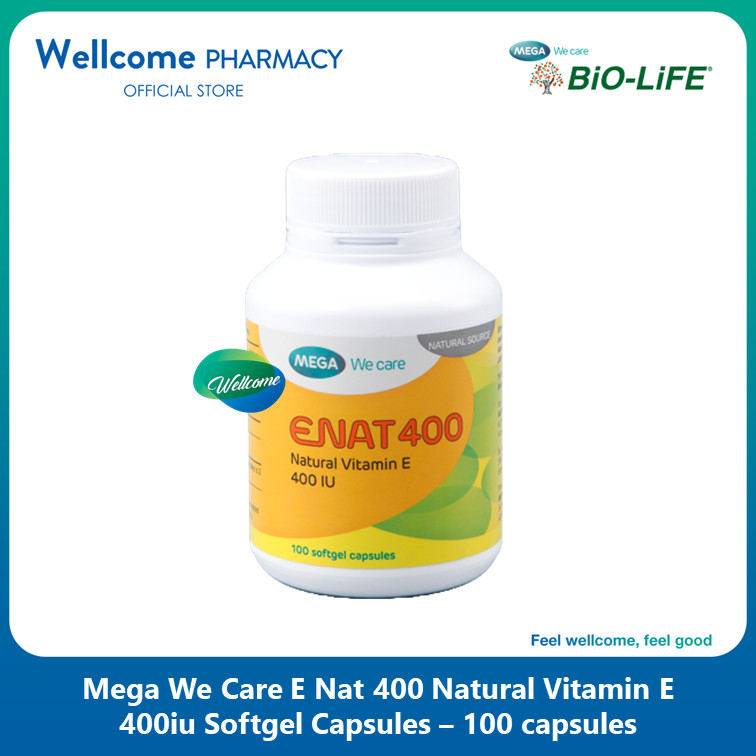 Mega Bio-Life ENAT 400 Natural Vitamin E 400iu Softgel Capsules - 100's ...