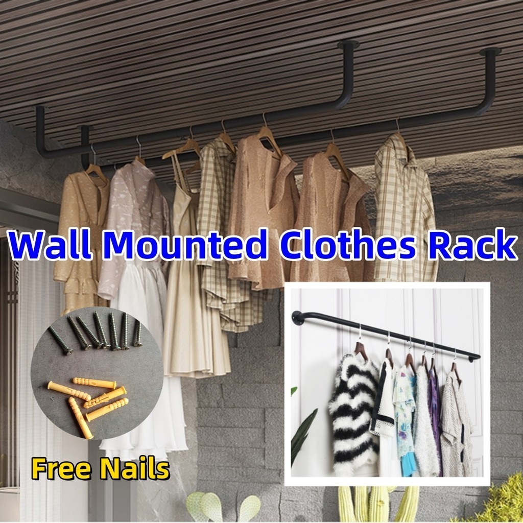 Heavy Duty Clothing Bar Wall Mounted Clothes Rack Mulig Hanger ...