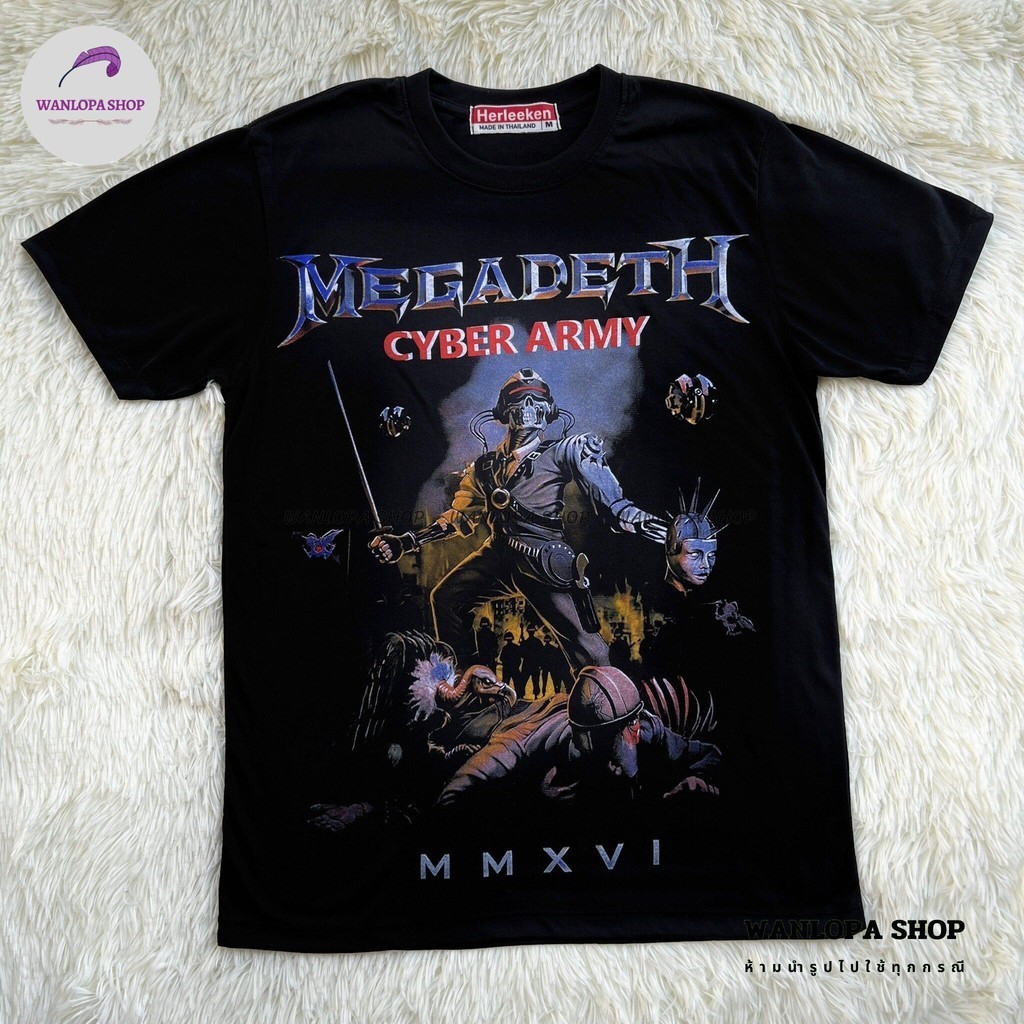 2024new T-Shirt With Short Sleeves Screen Front And Back MEGADETH Robot ...