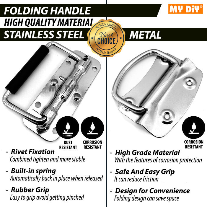 MYDIYHOMEDEPOT - STAINLESS STEEL METAL FOLDING HANDLE RUBBER GRIP ...