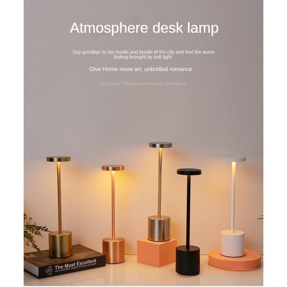 LED Cordless Iron Table Lamps 3 Color Changeable & Dimming Table Light ...