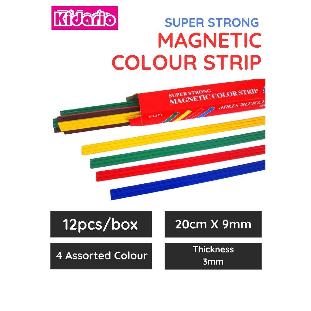 [ KMT200 ] 12pcs Super Strong Colour Magnetic Strip | Magnet Bar | 1 ...