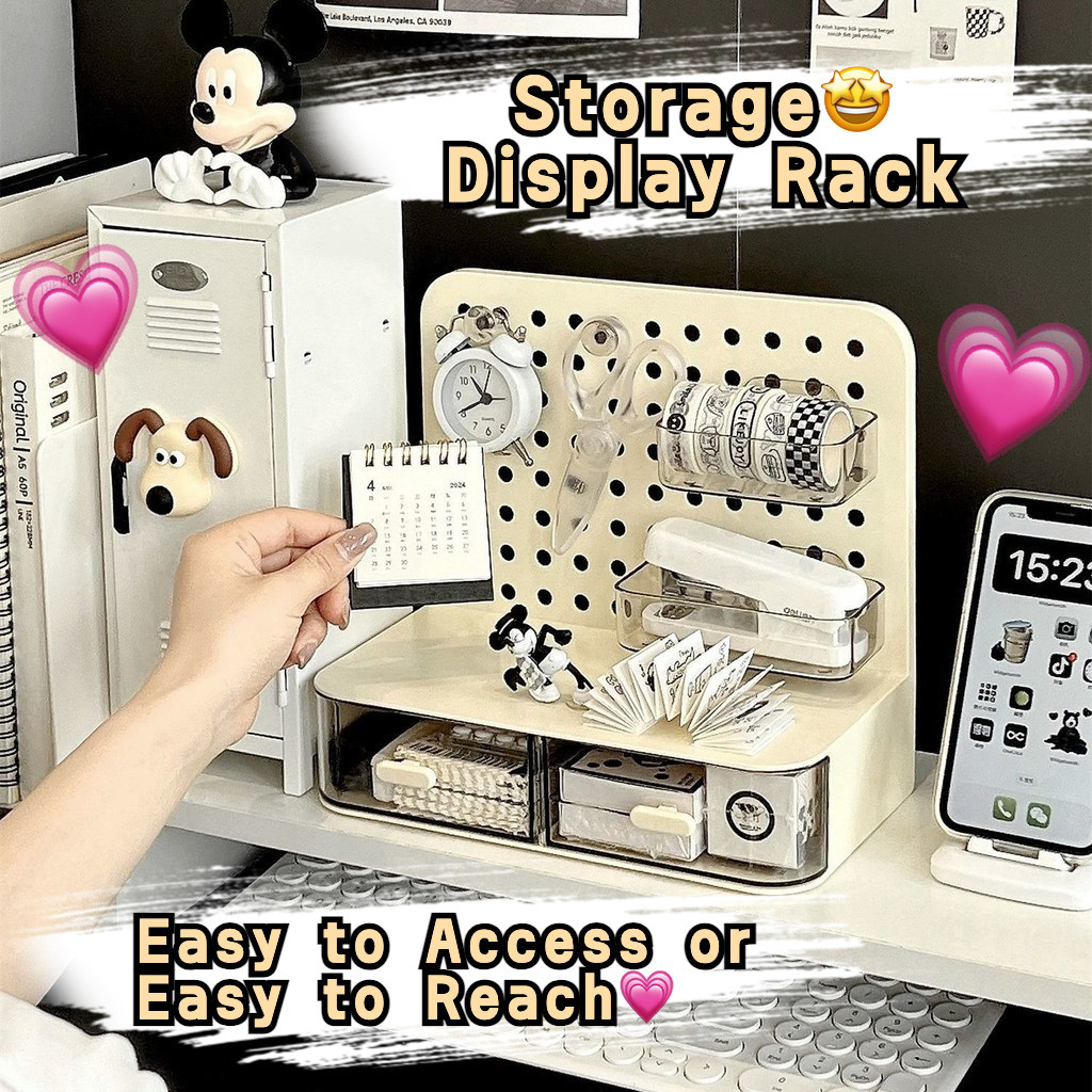 Desk Organizer Storage Rack Student Transparent Pegboard Desktop Drawer ...