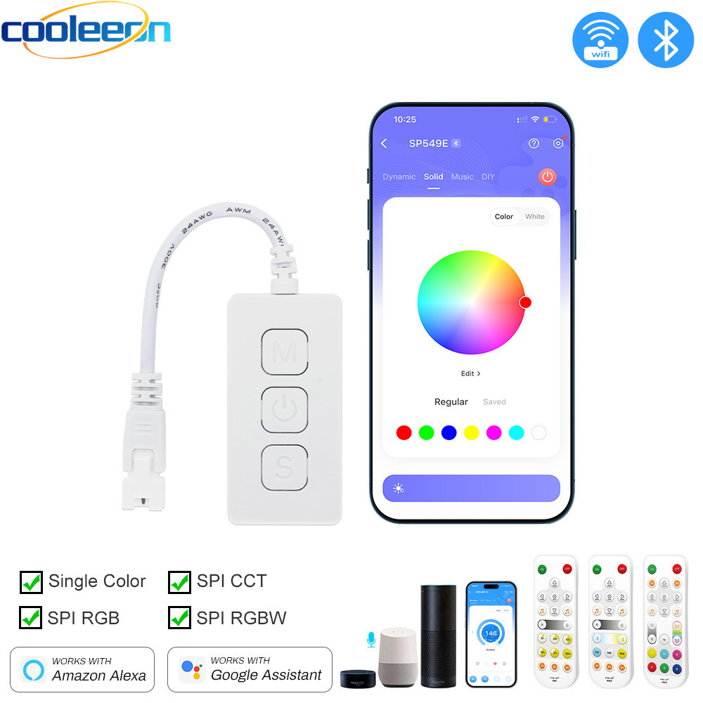 BT Wifi SPI LED Strip Controller for CCT RGB RGBW IC Addressable LED ...