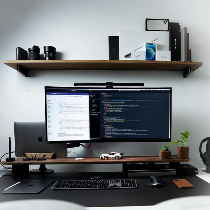 Solid Wood Monitor Stand Monitor Rack Desk Organizer Rack Desktop ...