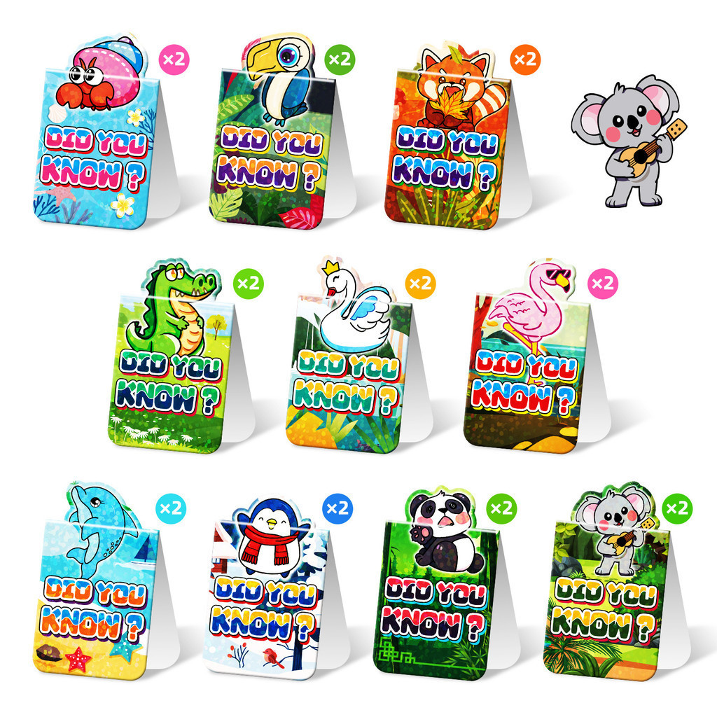 20pcs Flodable Bookmarks Kids Cute Animal Bookmarks Flower Theme ...