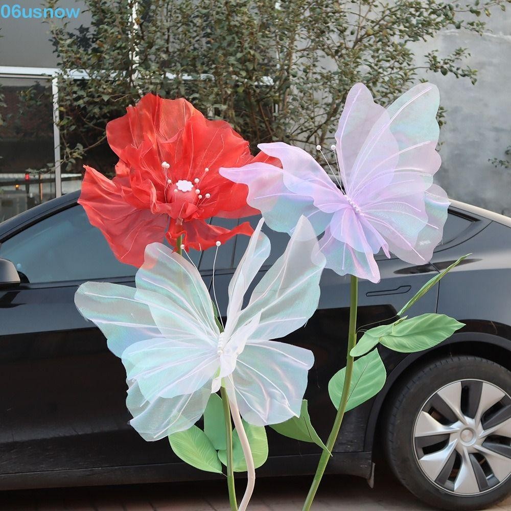 USNOW 50cm Large Mesh Butterfly, Silk Gauze Big Simulation Butterfly ...